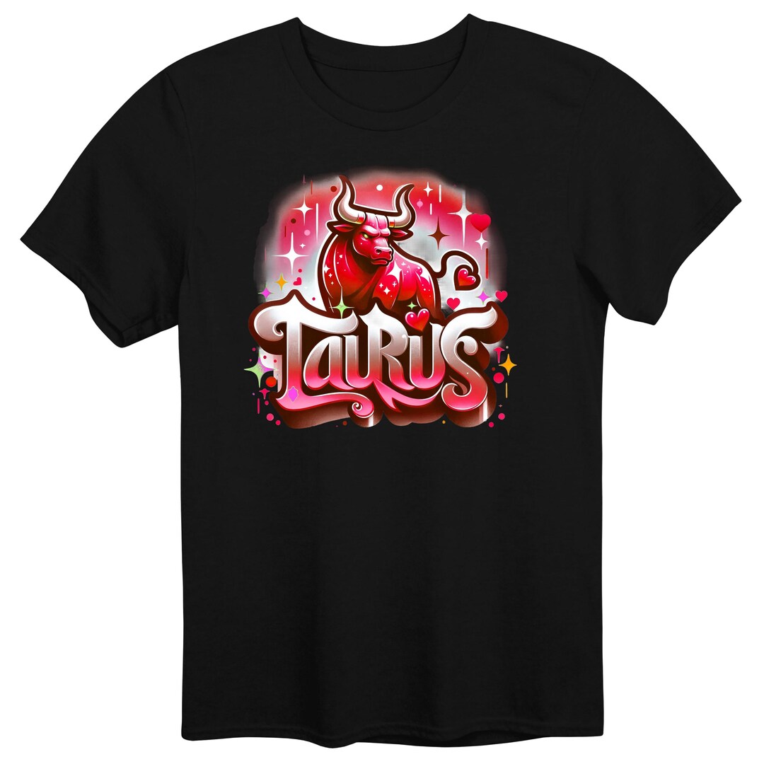 Taurus Zodiac Birthday Shirt Tee Red Airbrush Star Sign Zodiac Shirt - Etsy