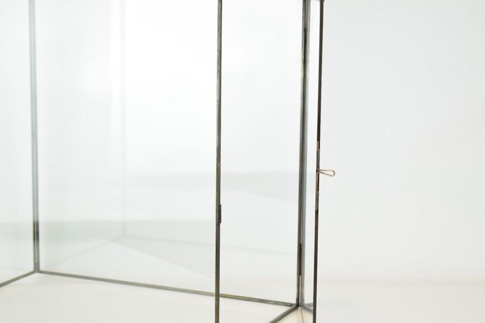 Hand Made Large Glass and Black Metal Frame Display Showcase Box With ...