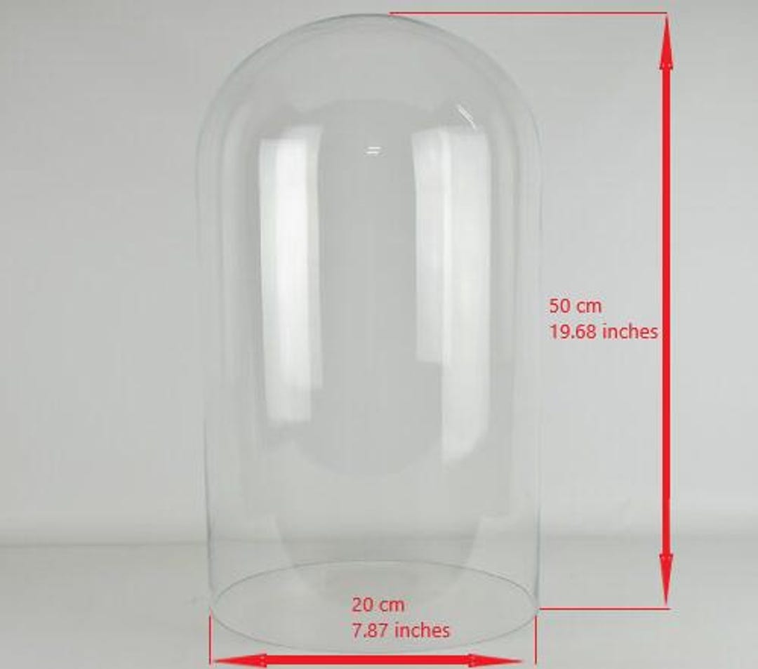 EMH Large Handmade Clear Circular Glass Display Cloche Bell Jar Dome 50 ...