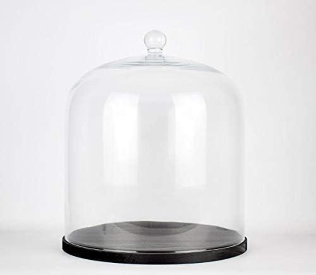 Large Handmade Display Glass Cake Cupcake Dome Cover Cloche With Black ...
