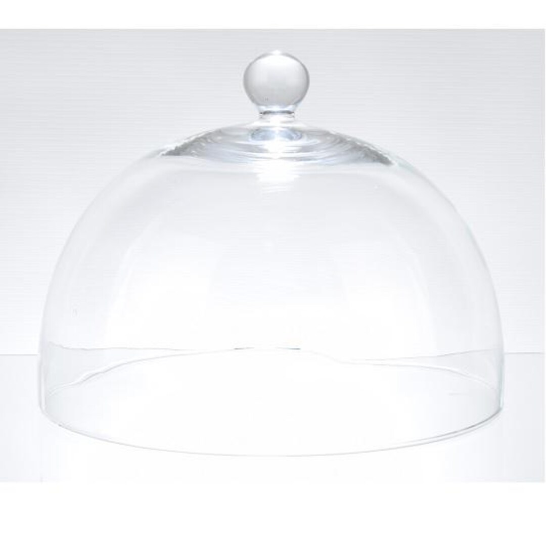 Handmade Glass Display Cover Cloche Dome With Plate Tall 23 Cm X 29.7 ...