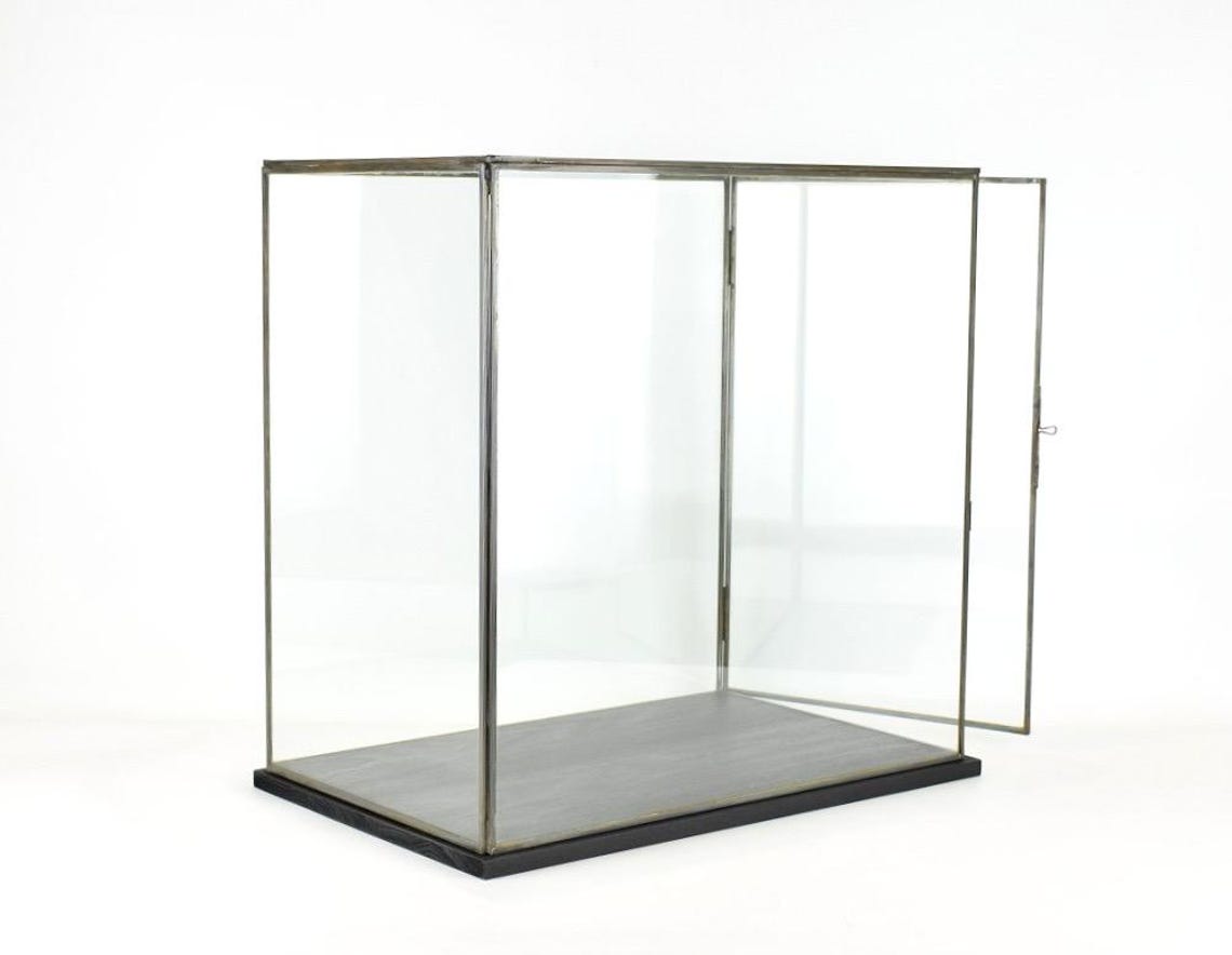 Hand Made Large Glass and Black Metal Frame Display Showcase Box With ...