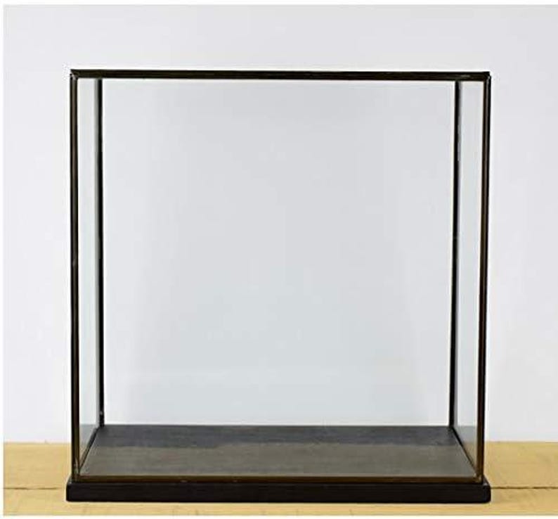 Hand Made Large Glass and Black Metal Frame Display Showcase Box With ...