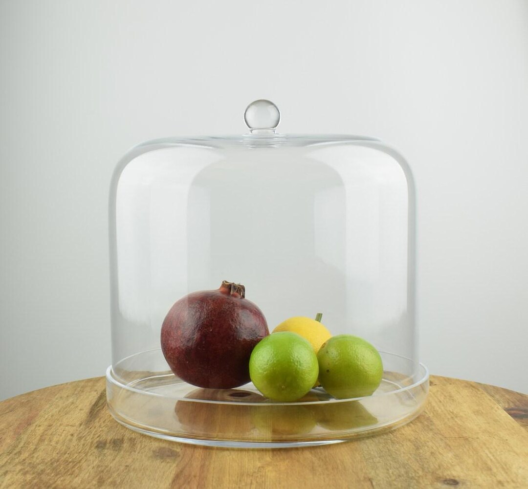 Handmade Glass Display Cover Cloche Dome Tall 24 Cm With Plate Ø 25.5 ...