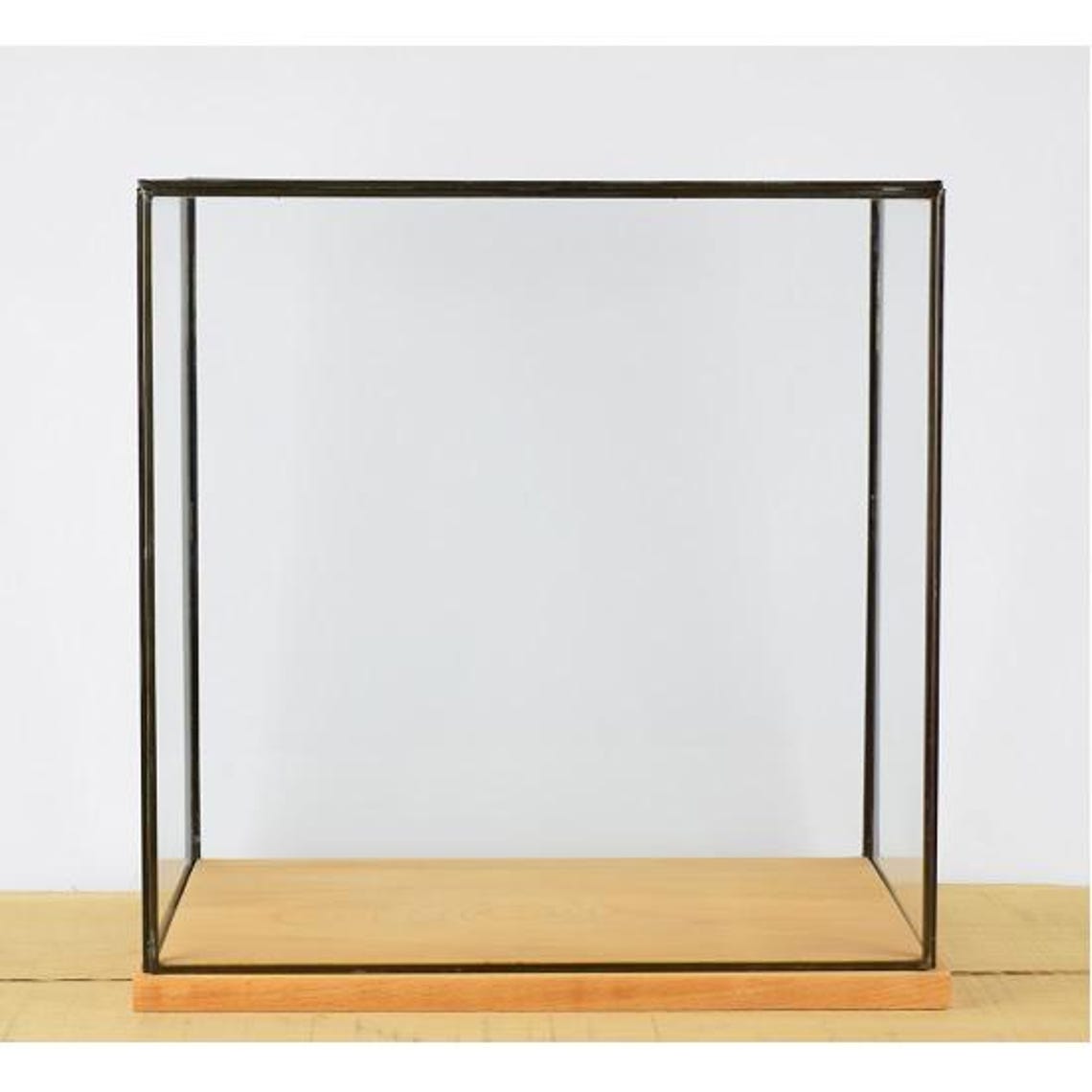 Hand Made Large Glass and Black Metal Frame Display Showcase Box With ...