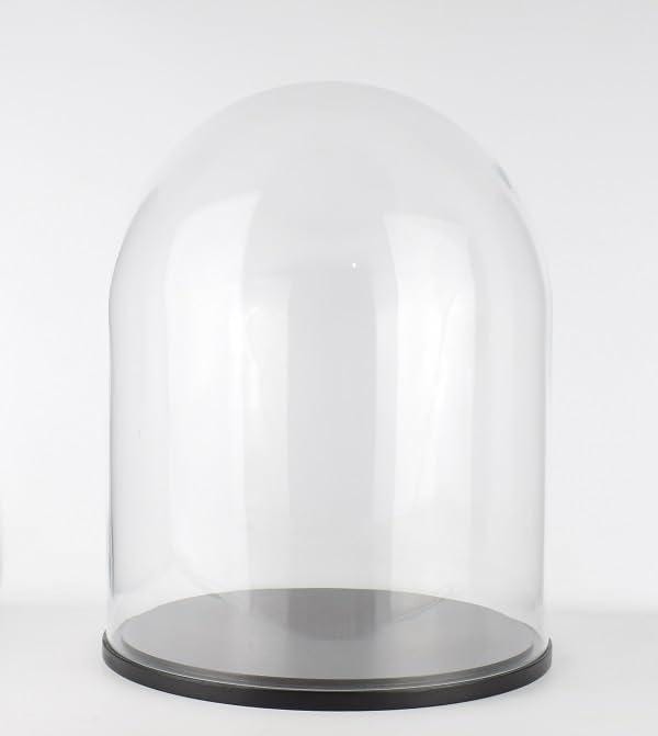EMH Large Glass Dome Display Cloche Bell With Wooden Black Base 45 X 35 ...