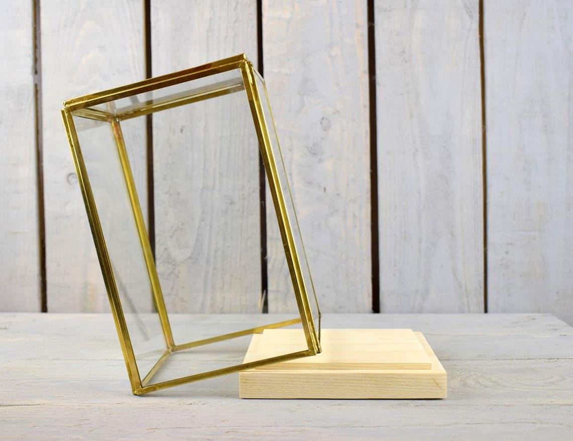 Glass and Brass Display Showcase Box Dome With Wooden Base Tall 23.5 Cm ...