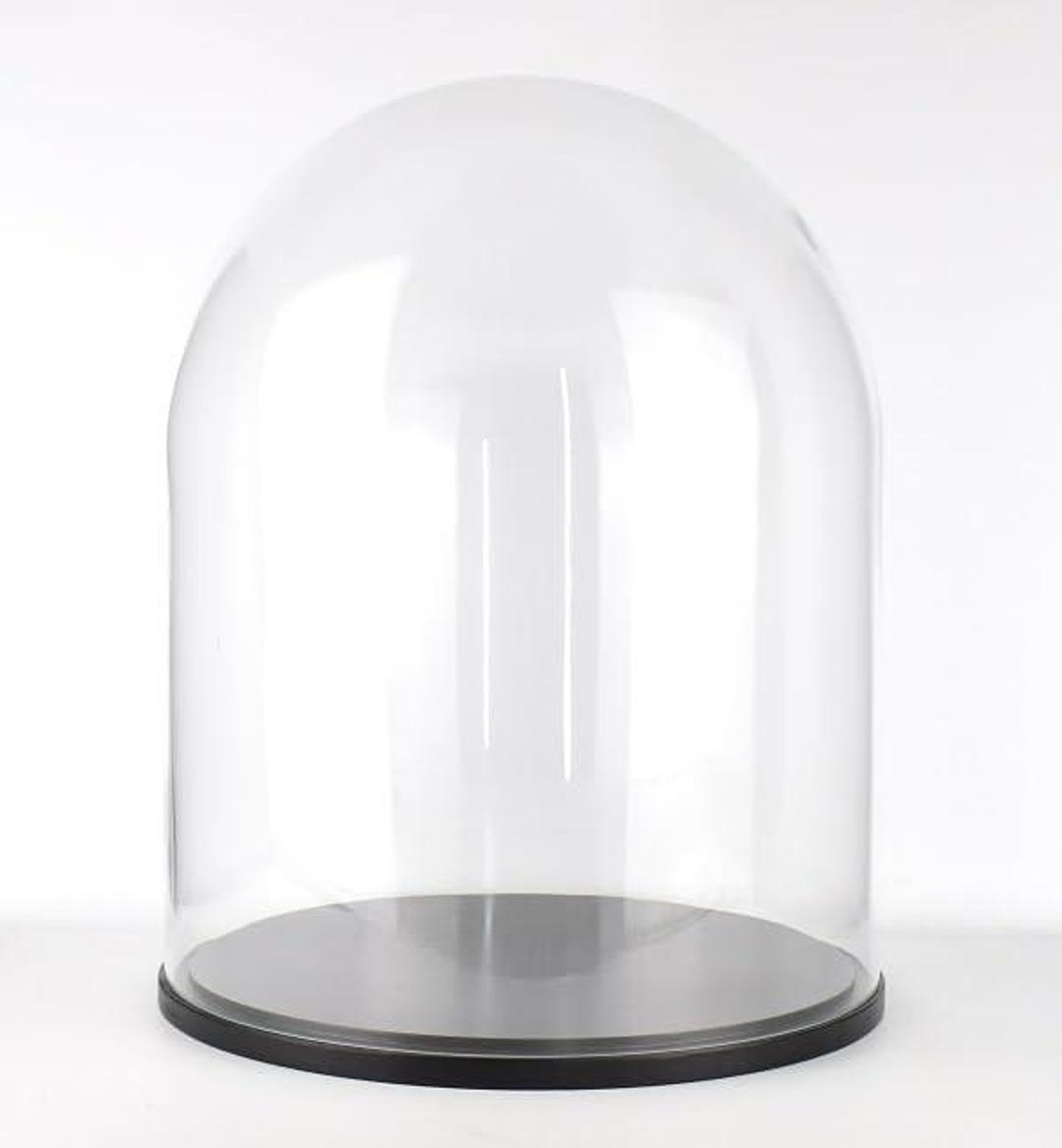 EMH Large Glass Dome Display Cloche Bell With Wooden Black Base 45 X 35 ...