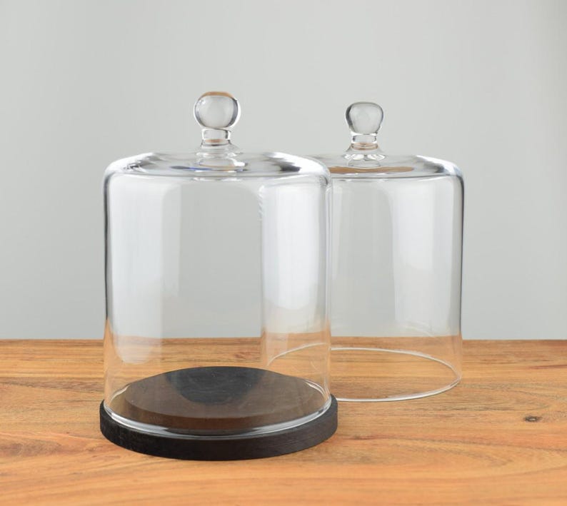 EMH Handmade Glass Display Cover Cloche Bell Dome With Knob Tall 14.5 ...