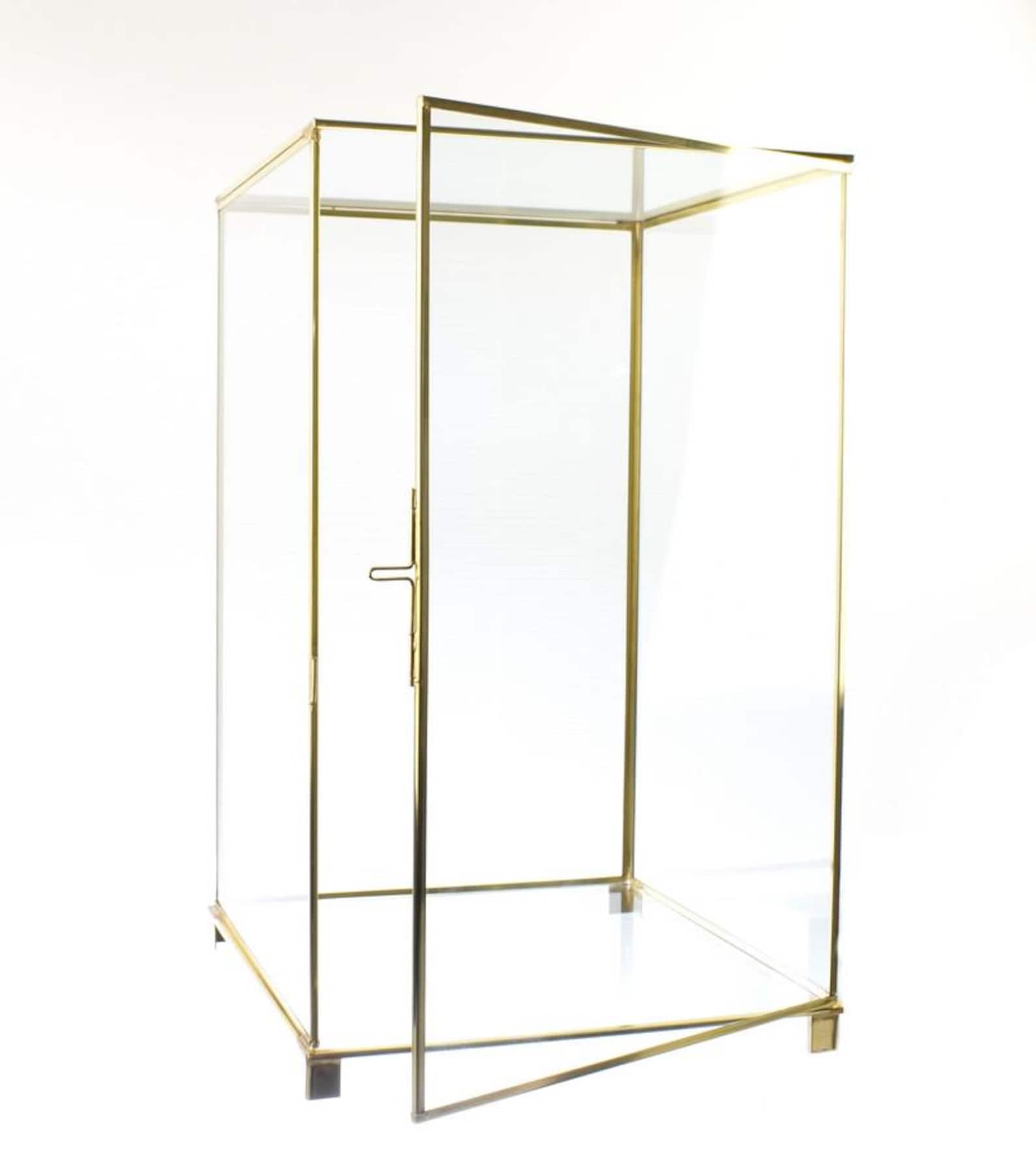 Hand Made Large Glass and Brass Frame Display Showcase Box With Door 41 ...
