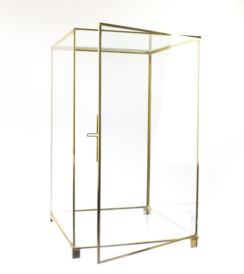 Hand Made Large Glass and Brass Frame Display Showcase Box With Door 41 ...