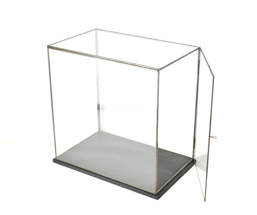 Hand Made Large Glass and Black Metal Frame Display Showcase Box With ...