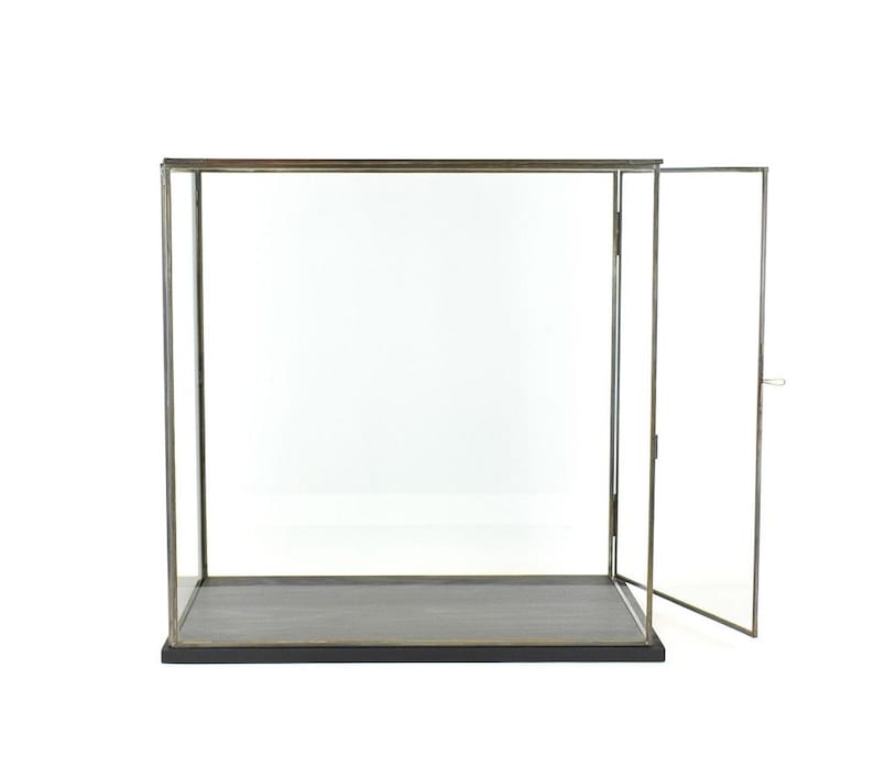 Hand Made Large Glass and Black Metal Frame Display Showcase Box With ...