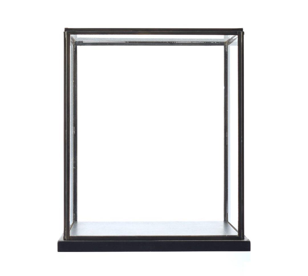 Hand Made Glass and Black Metal Frame Display Showcase Box With Wooden ...