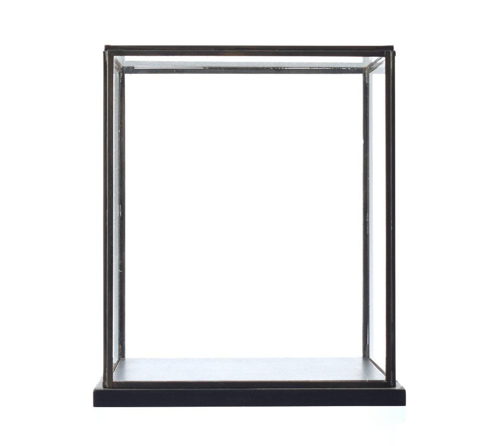 Hand Made Glass and Black Metal Frame Display Showcase Box With Wooden ...