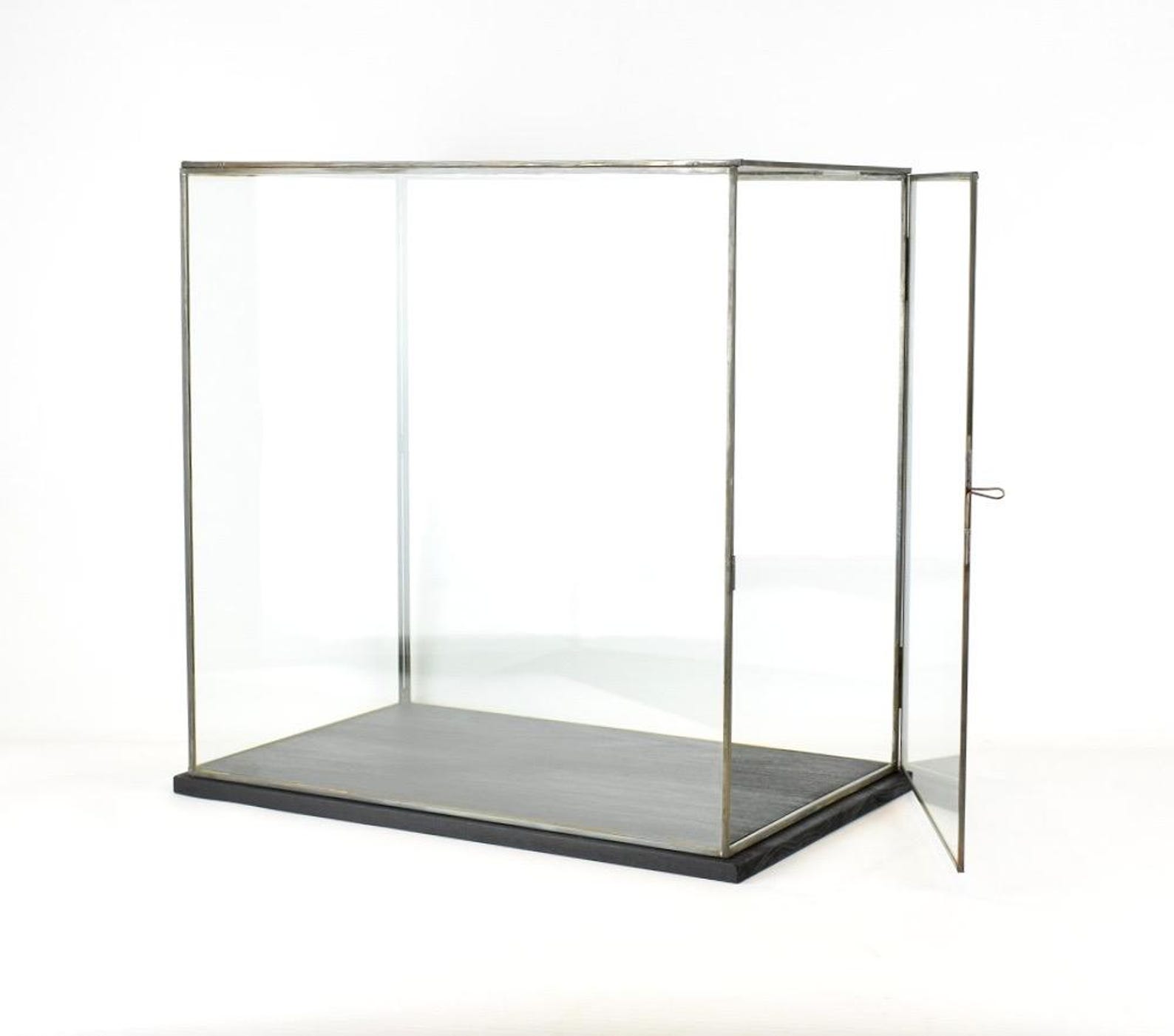 Hand Made Large Glass and Black Metal Frame Display Showcase Box With ...