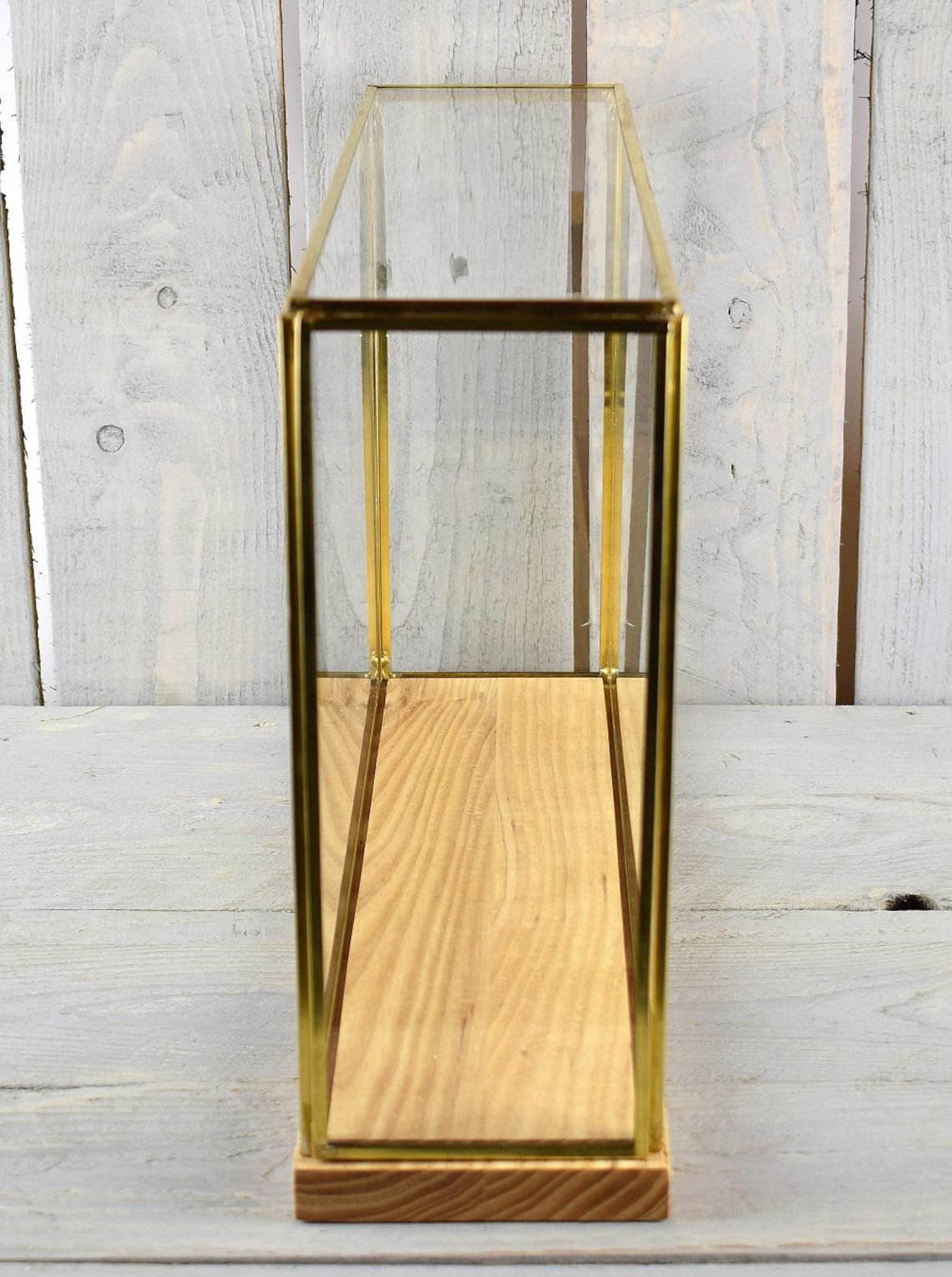 Large Glass and Brass Display Showcase Box Dome With Wooden Base Tall ...