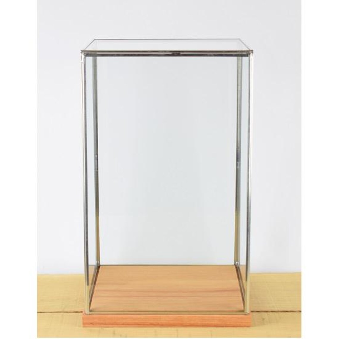 Hand Made Glass and Silver Metal Frame Display Showcase Box With Wooden ...