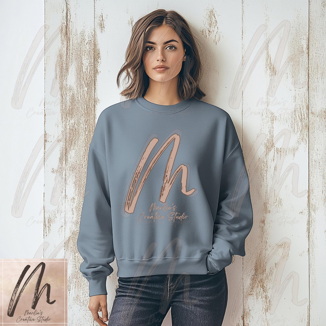 Gildan SF000 Stone Blue Sweatshirt Mockup, Digital Product, Gildan ...