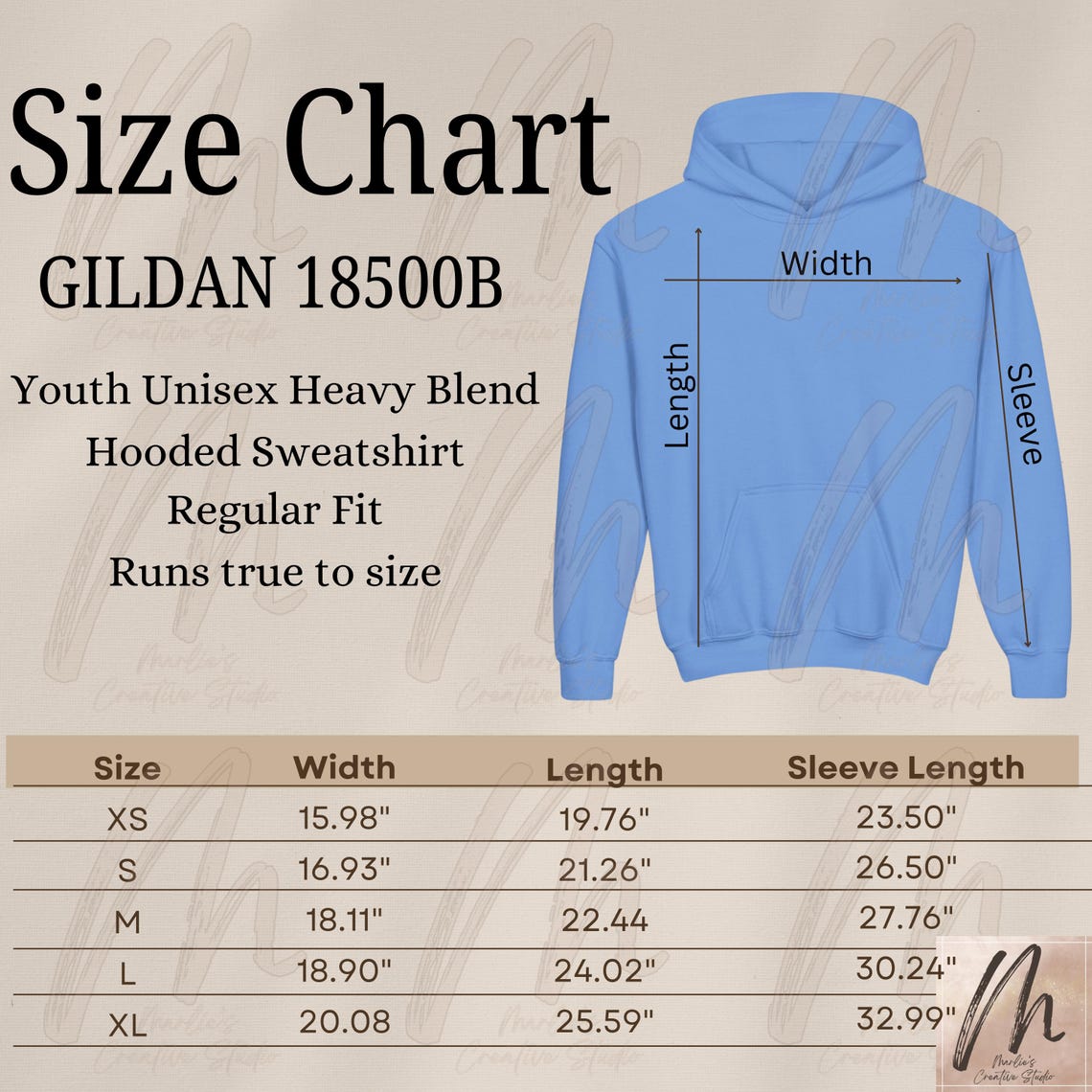 Gildan 18500B Size Chart, Gildan Size Chart, Gildan Size Guide, 18500B ...