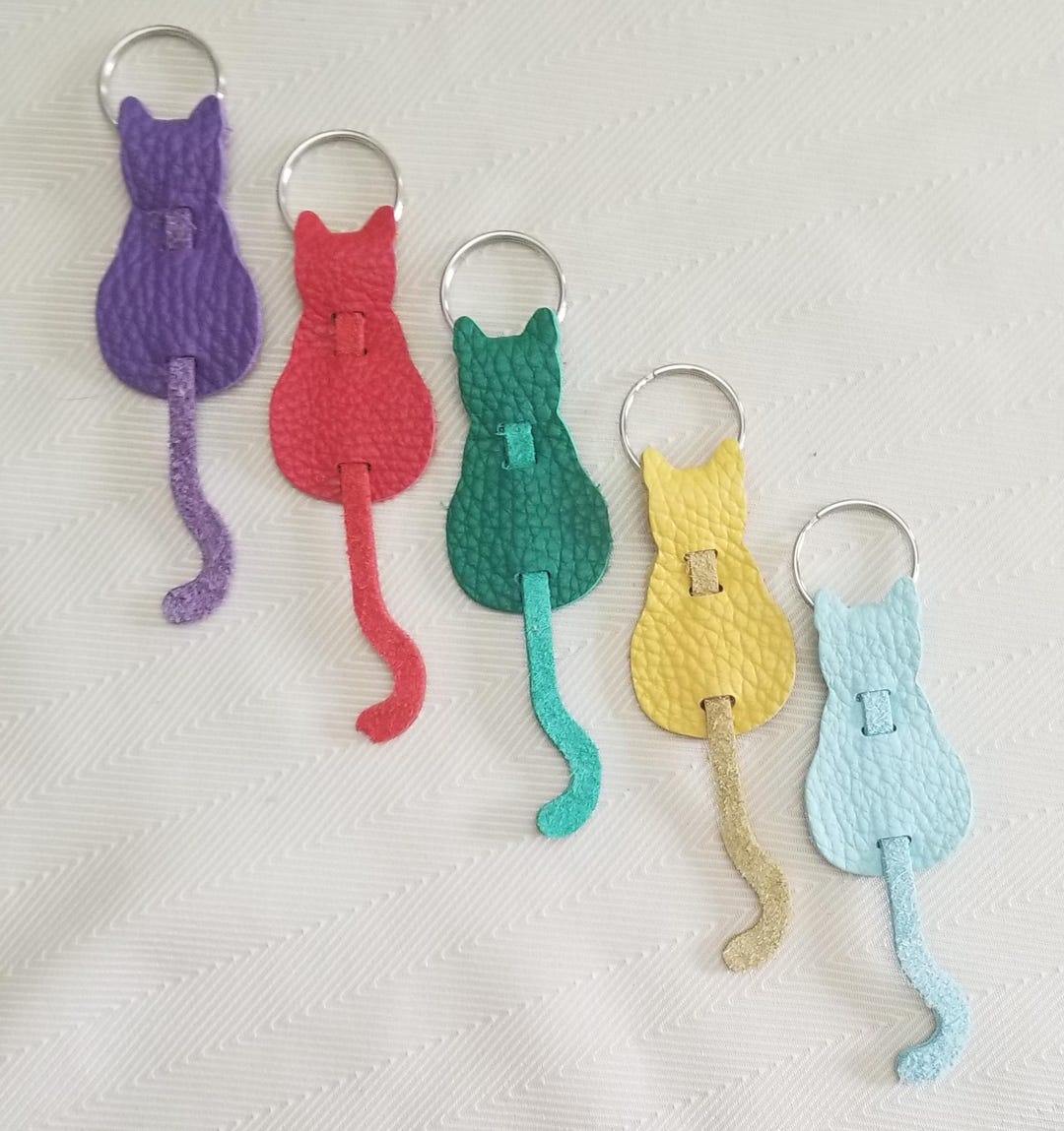 Colorful Cat Key Rings Made of Leather - Etsy