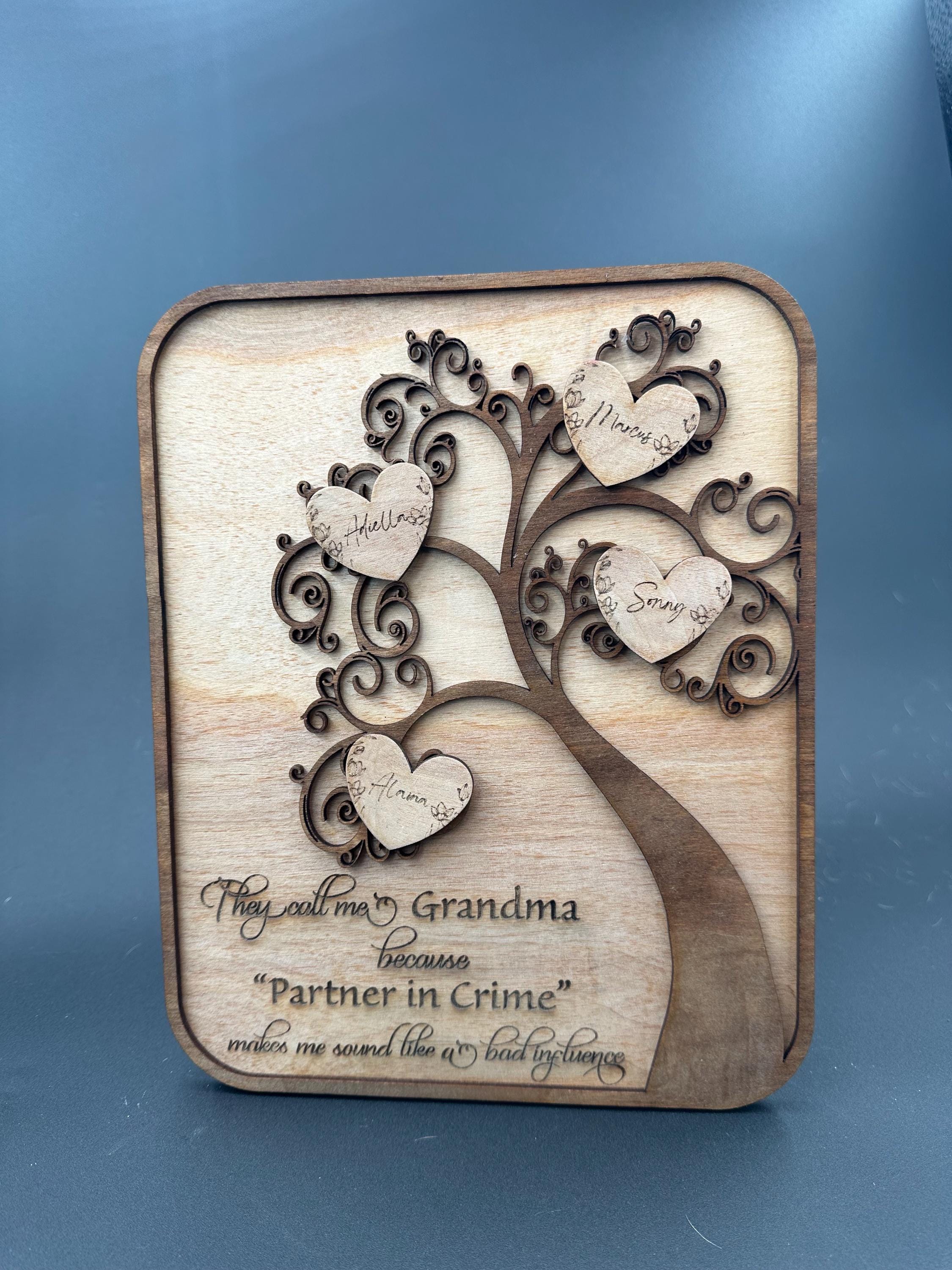 Personalized Wooden Family Tree Plaque for Grandma – “partner in Crime ...