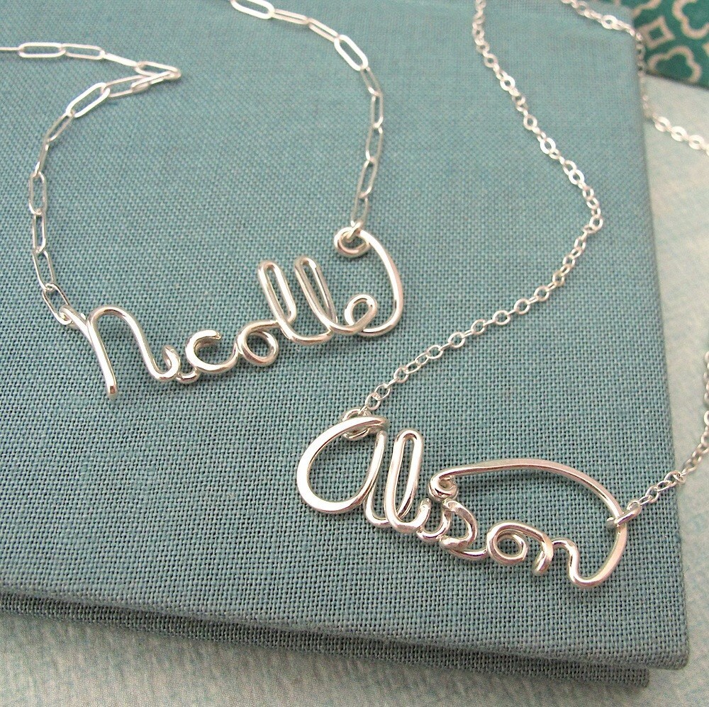 Custom Script Name Necklace In Sterling Silver Etsy