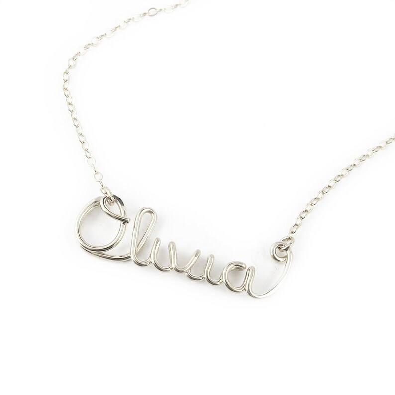 Custom Script Name Necklace In Sterling Silver Etsy
