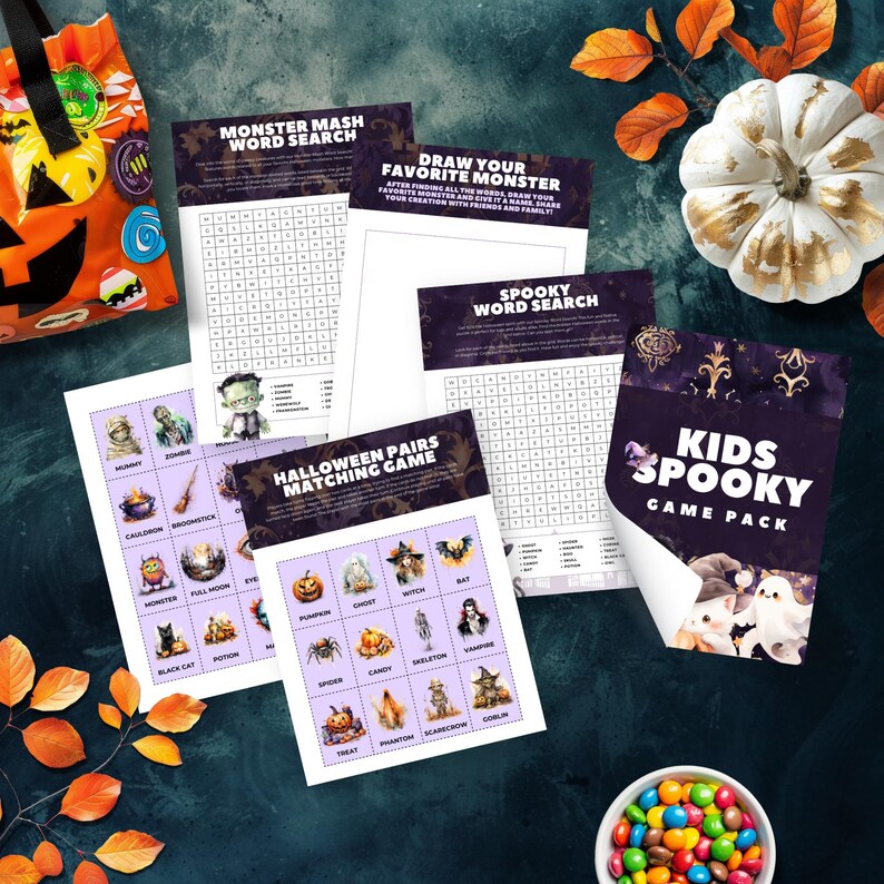 Kids Spooky Activity Worksheets - Etsy