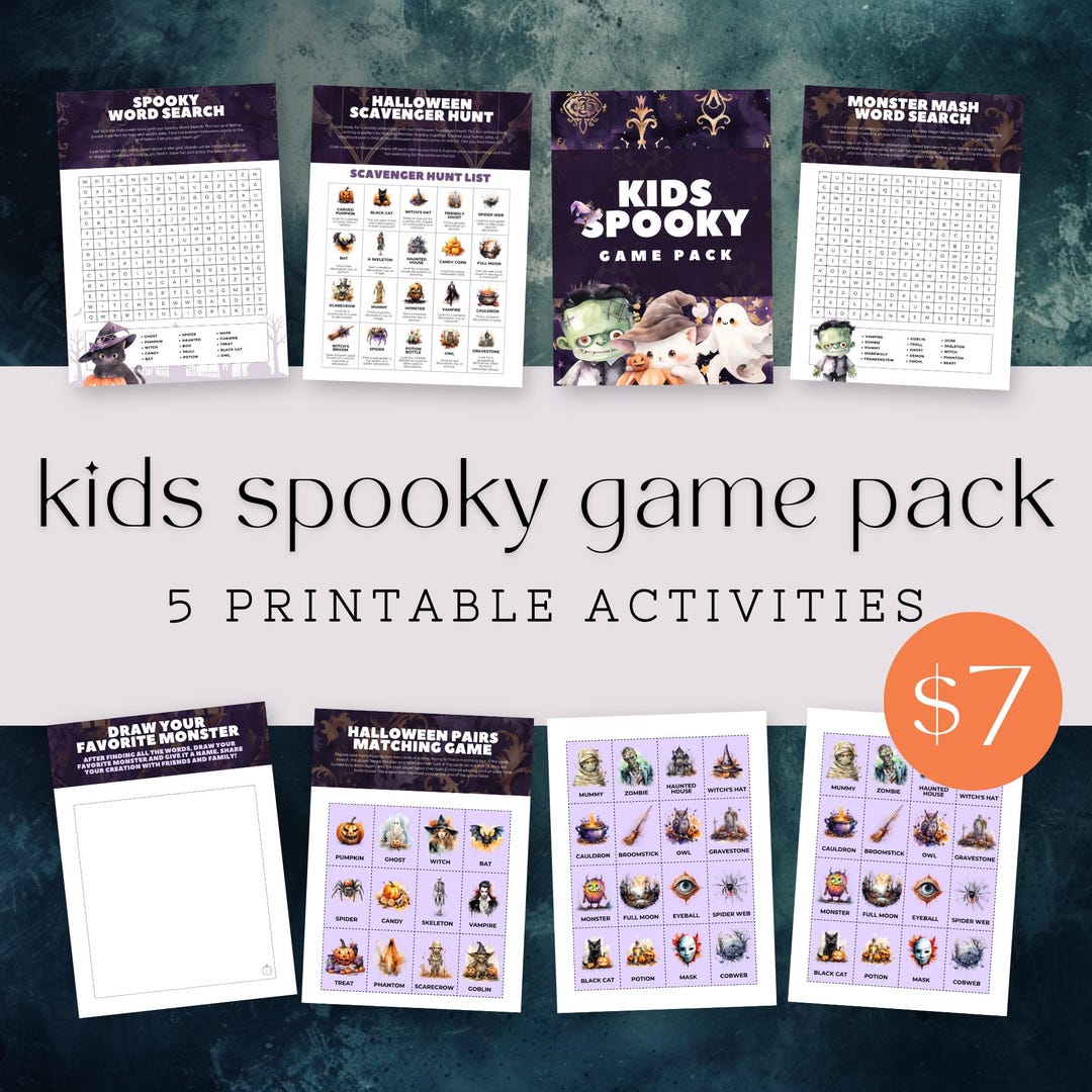 Kids Spooky Activity Worksheets - Etsy