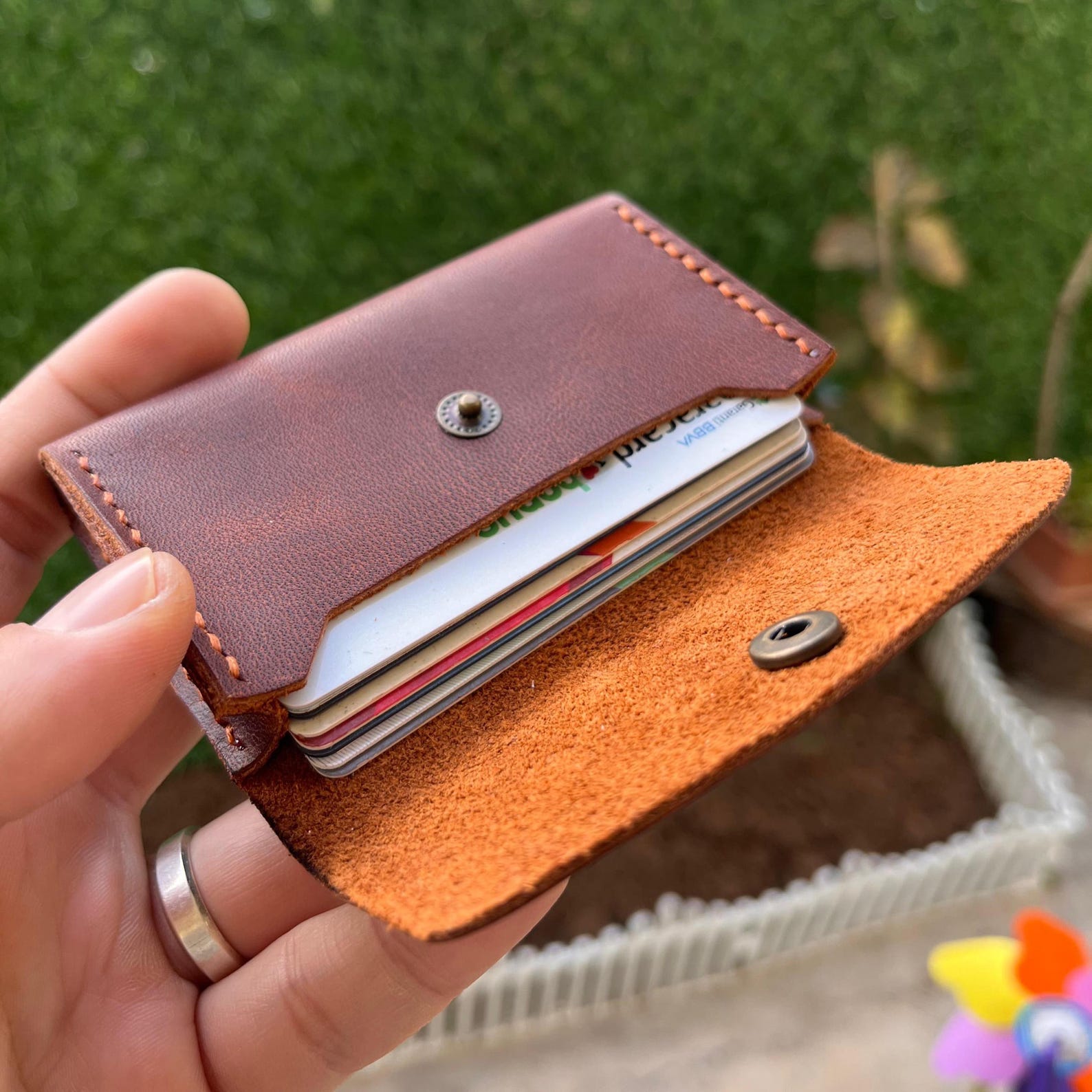 Handmade Card Holder, Minimalist Card Holder, Personalized Leather Card ...