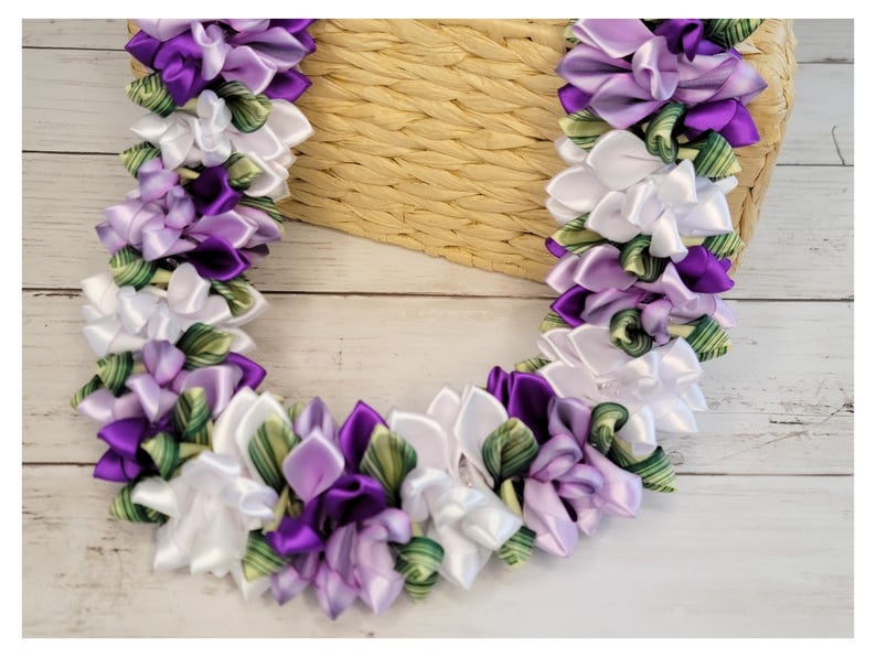 Purple Pua Ribbon Flower Lei for Graduation or Special Occasion - Etsy