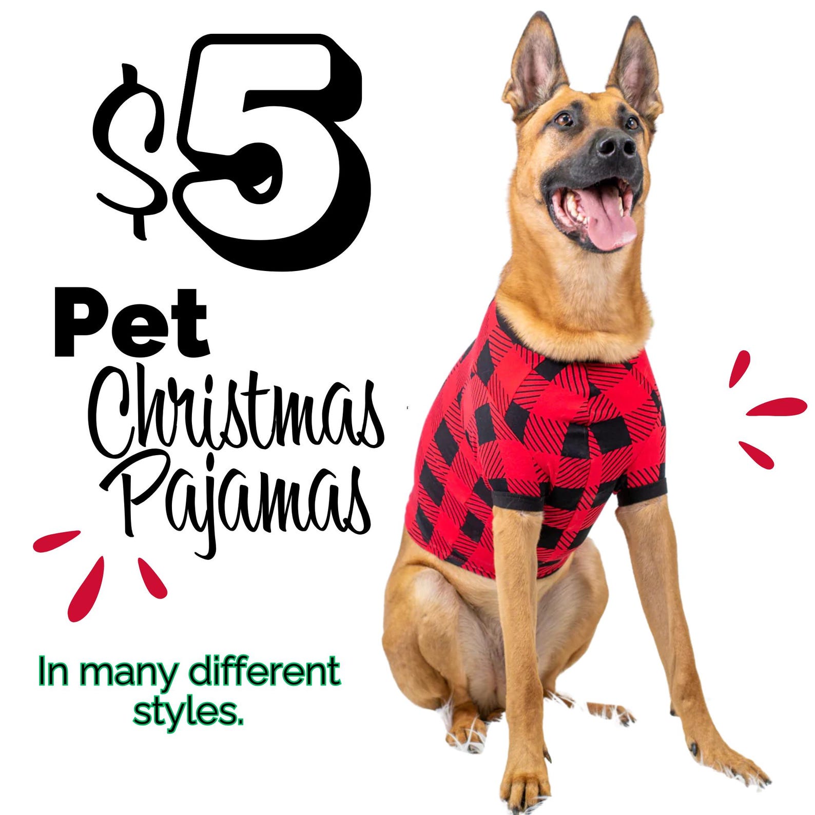 Festive Buffalo Plaid Dog Pajamas | Cozy Christmas Pjs for Dogs ...