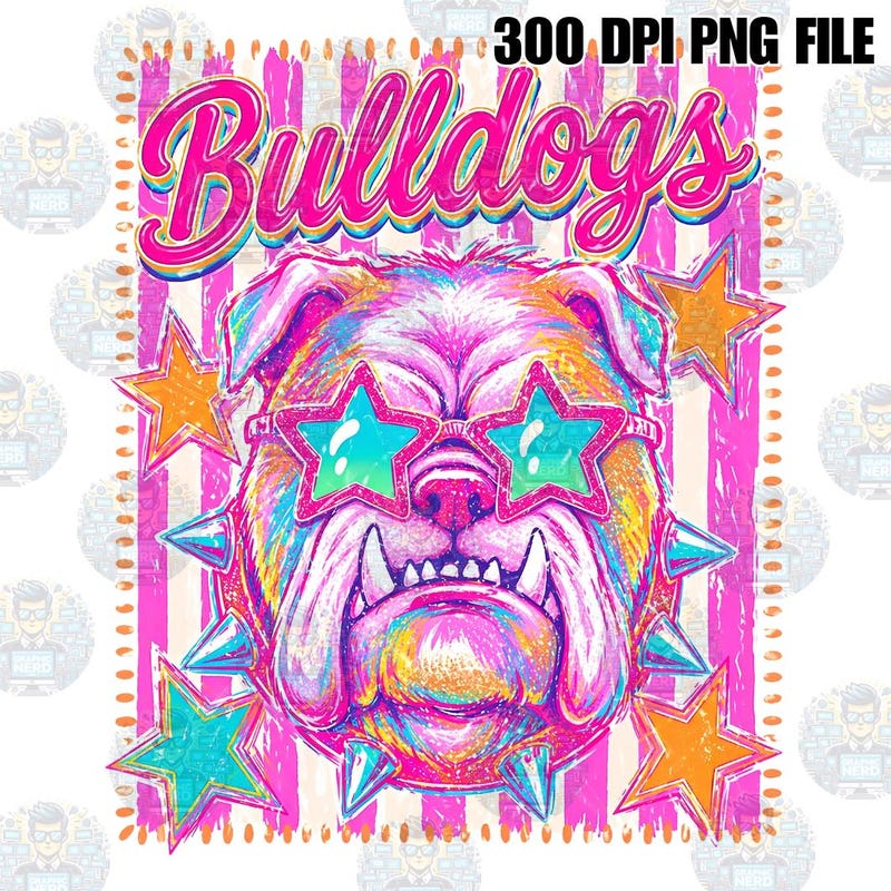 Pink Bulldog Stars - Etsy