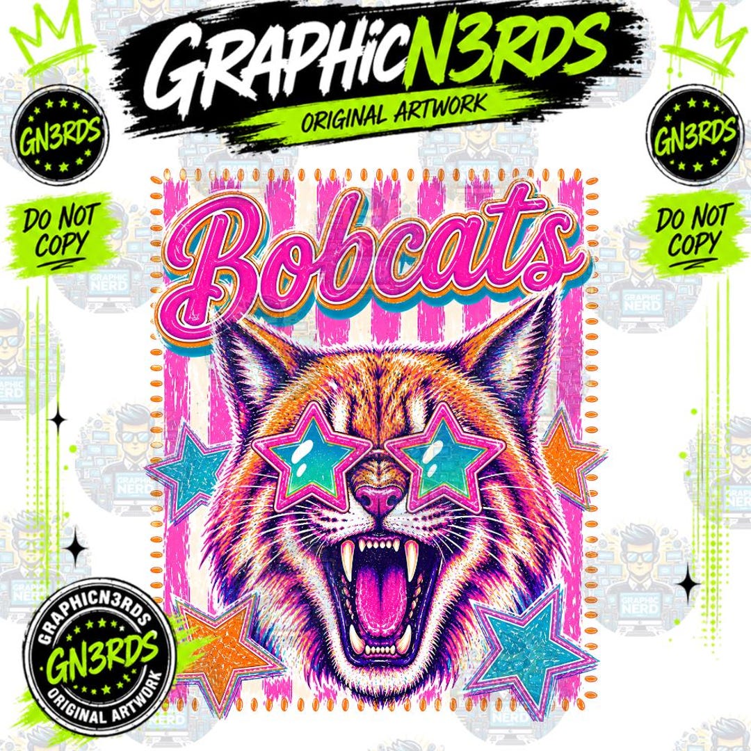 Bobcats Stars & Pink Stripes, Mascot, 300dpi PNG Instant Download - Etsy