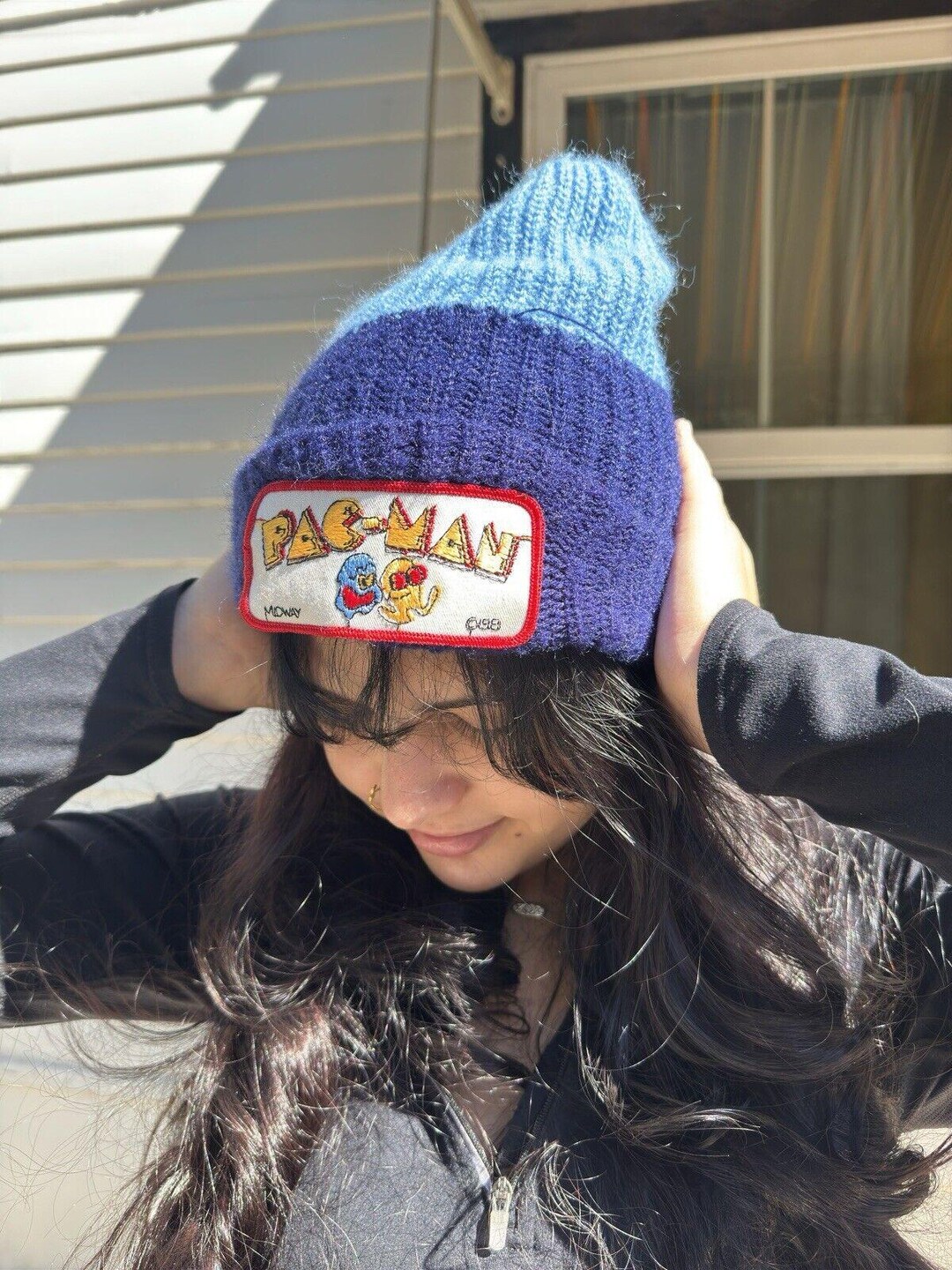 Retro Skater Midway PAC-MAN Pac Man Winter Hat Knit Beanie 1981 Light ...