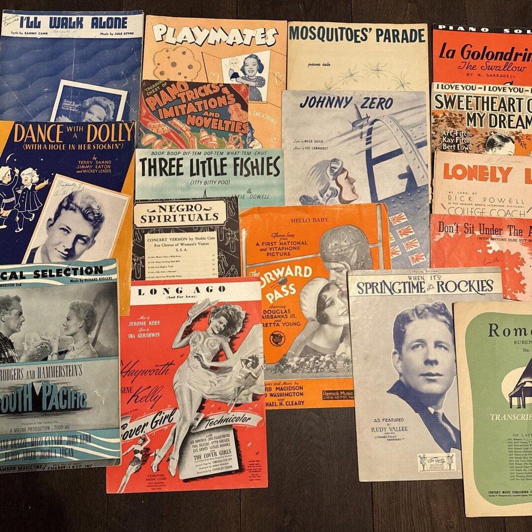 Lot of 1930s 40s 50s Piano Music Sheets Musicals Folk South Pacific ...