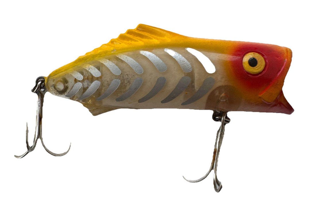 Vintage Red Yellow Whopper Stopper Throbber Lure, 3" Top Water Bait ...