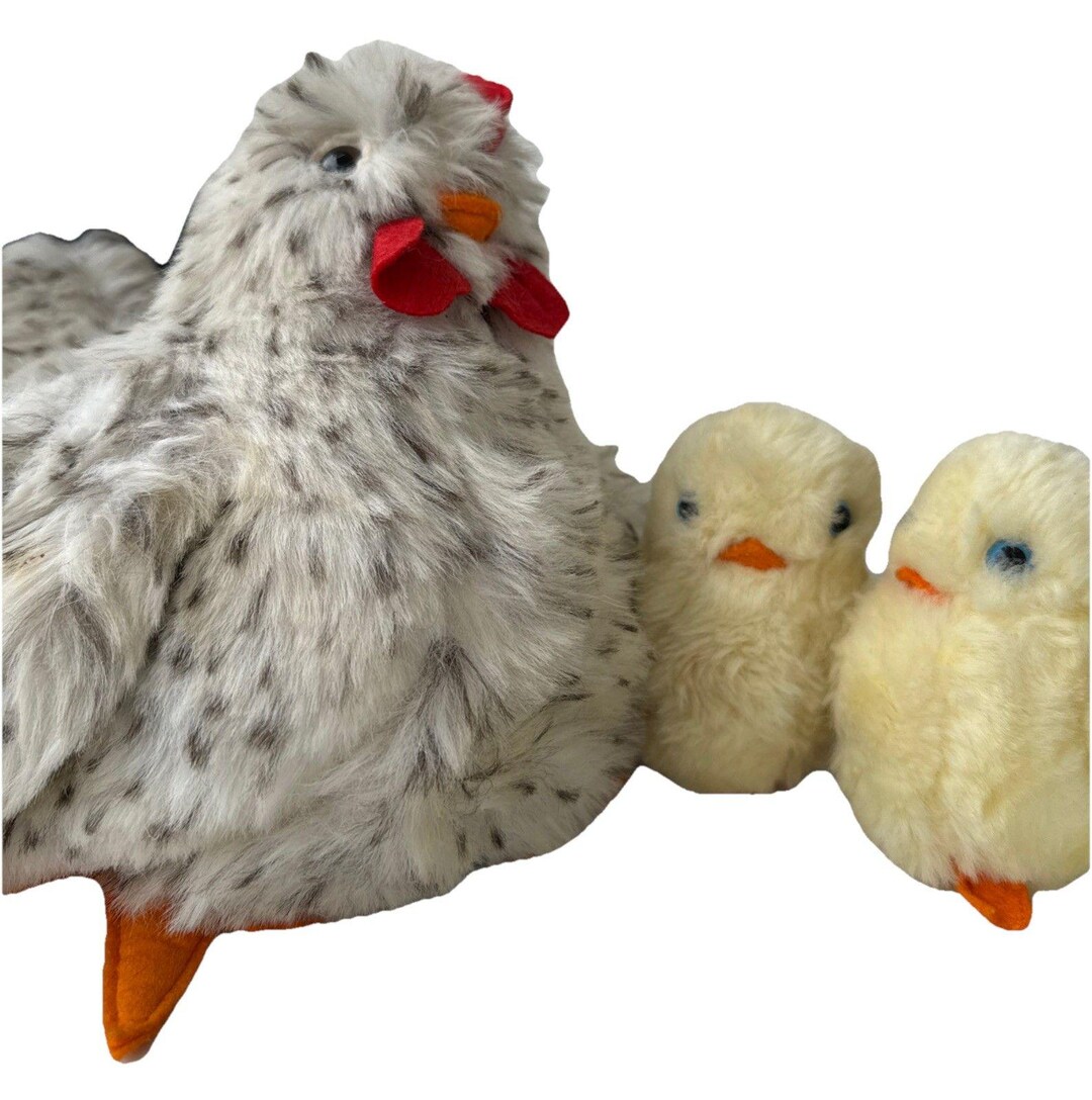 Chicken & Baby Chicks Plush 1985 Heartline Snuggables Stuffed Animals ...