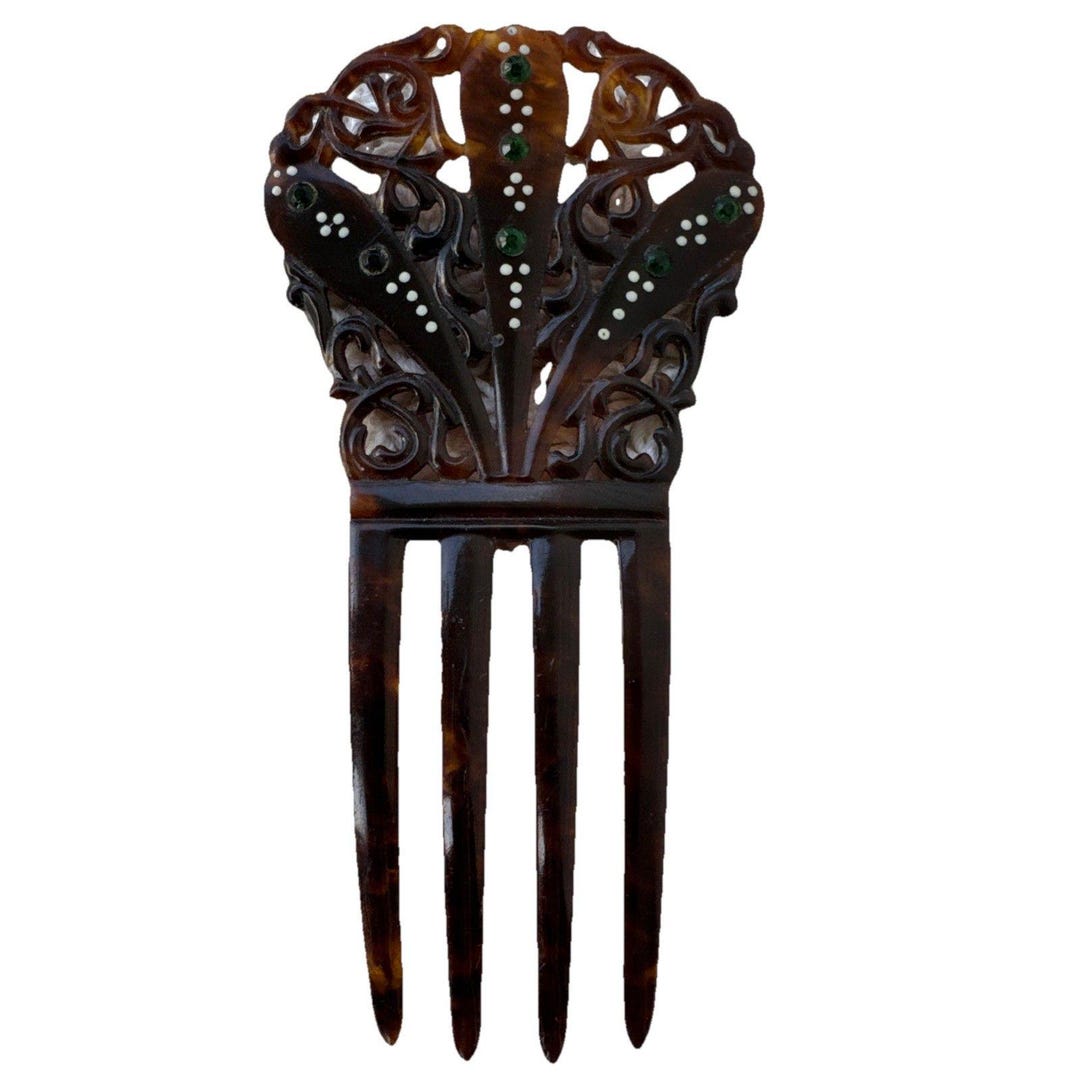 Spanish Mantilla Style Faux Tortoise Shell Gem Victorian Hair Comb Art ...