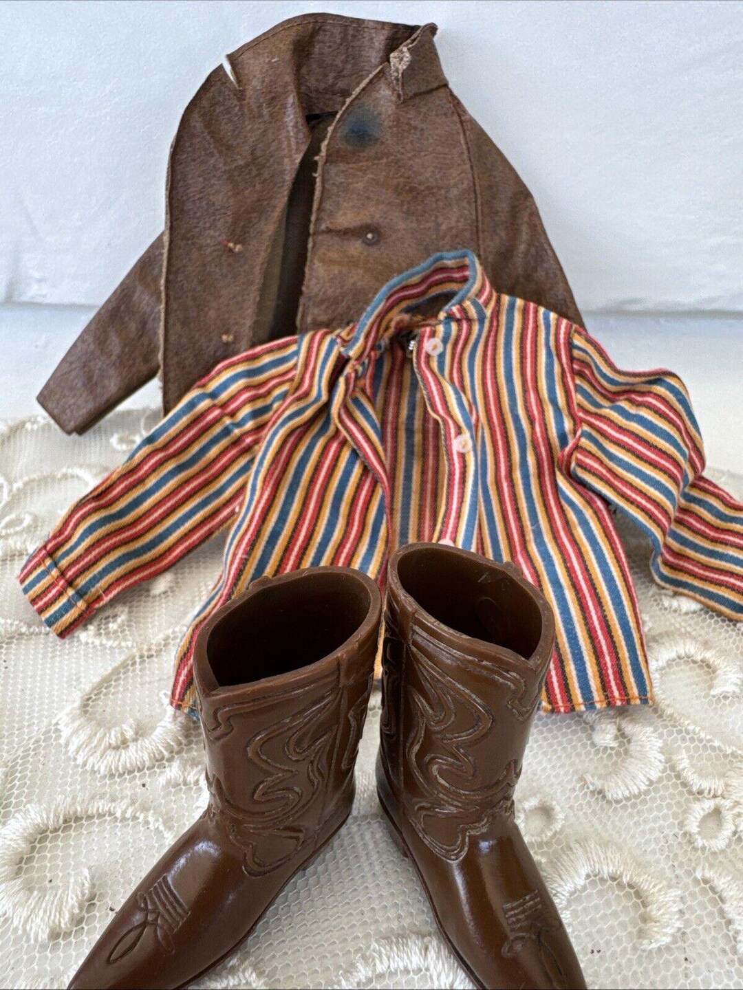 Vintage 1970s Ken Doll Brown Jacket, Shirt, Boots MOD Era Ken 1429 ...