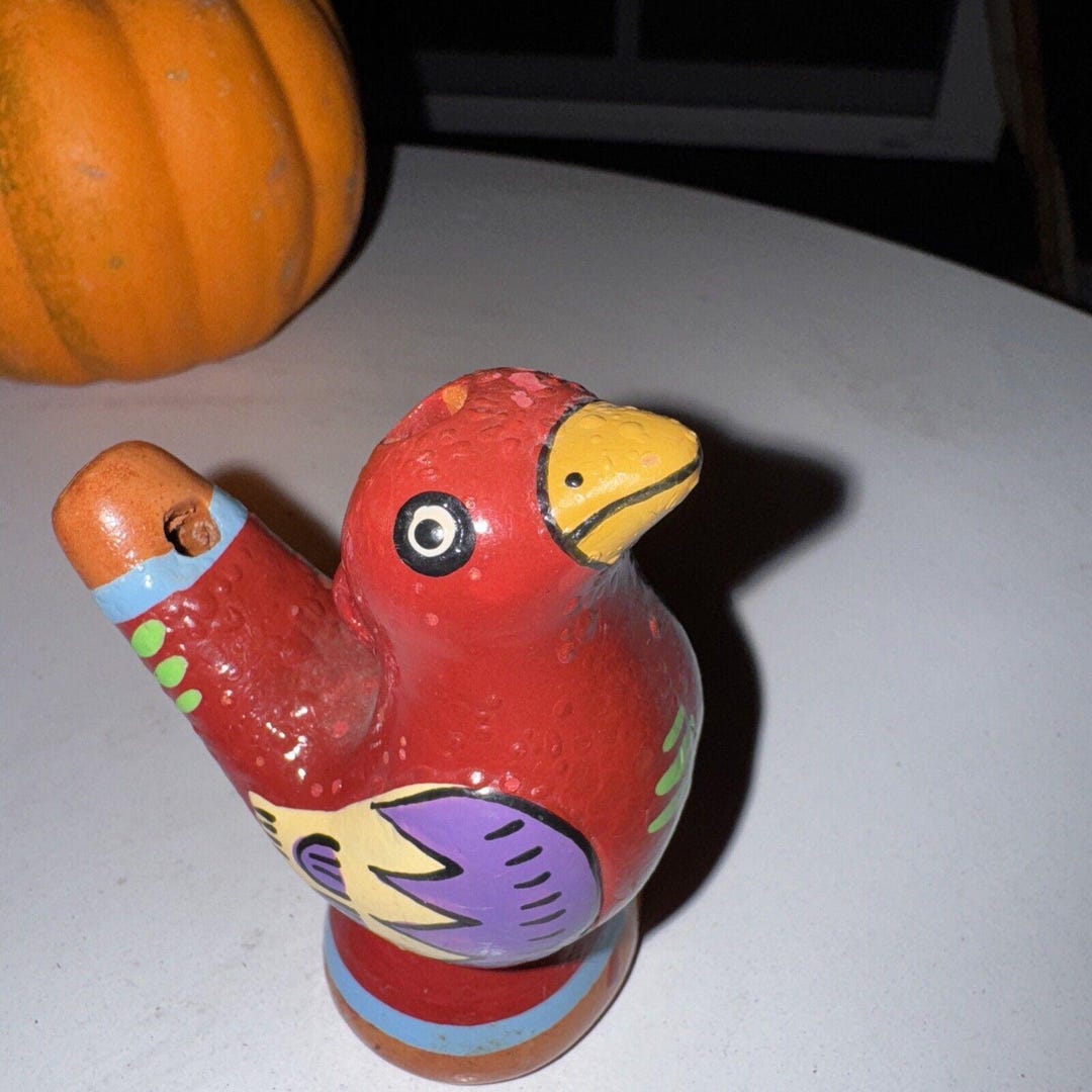 Water Bird Whistle Peru Ceramic Handmade Red Purple Yellow Musical ...