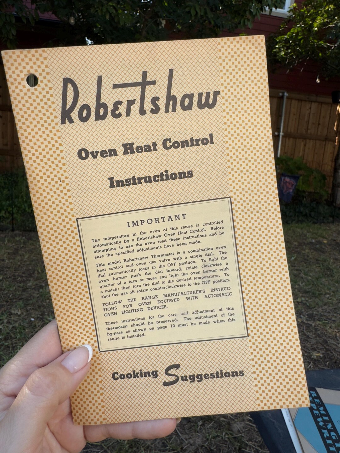 Vintage Robertshaw Thermostat Co. Oven Heat Control Cooking Suggestions ...