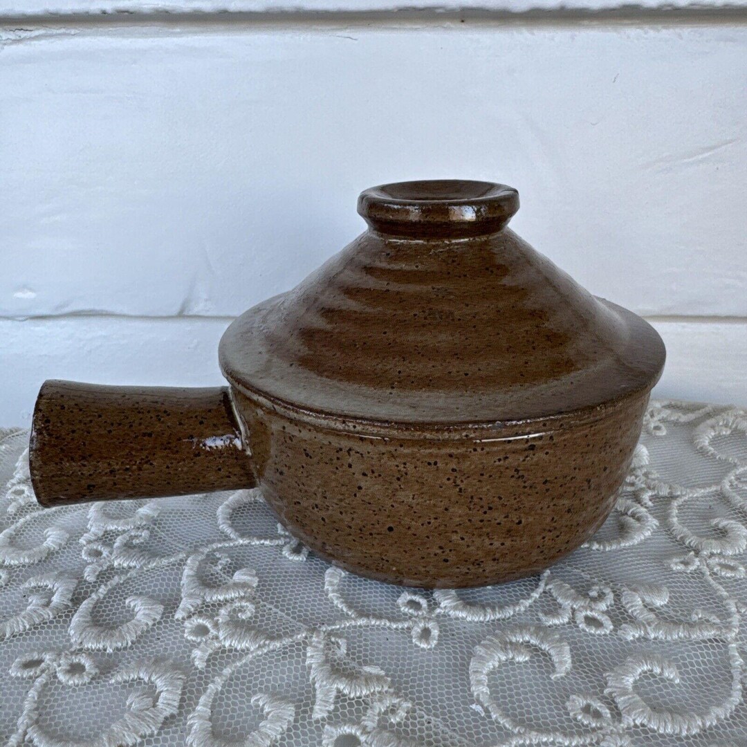Brown Stoneware Pottery Bean Soup Vintage Crock Chimney Vented Lid - Etsy