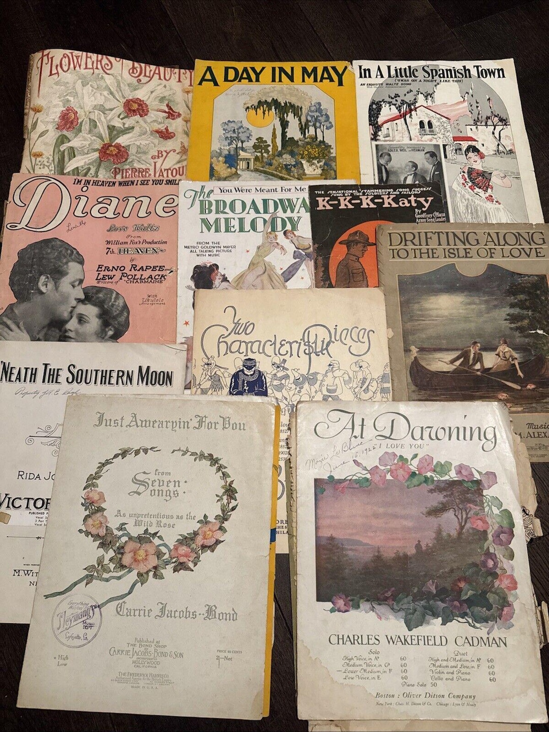 Lot of 1900-20s Piano Music Sheets Musicals Broadway Seven Songs - Etsy