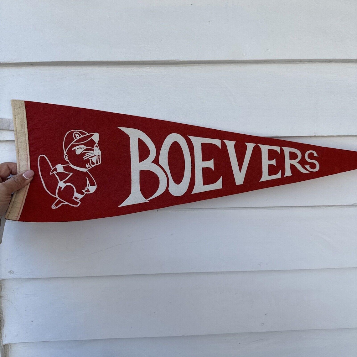 Boevers Beaver School Felt Flag Pennant 8 X 23 Red White - Etsy