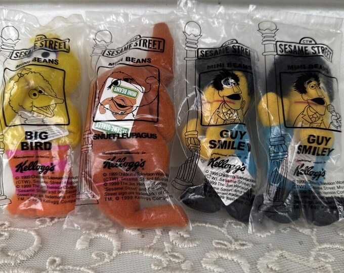 Kelloggs Sesame Street Mini Beans Lot of 4 4.5 Inch Plush New Sealed ...