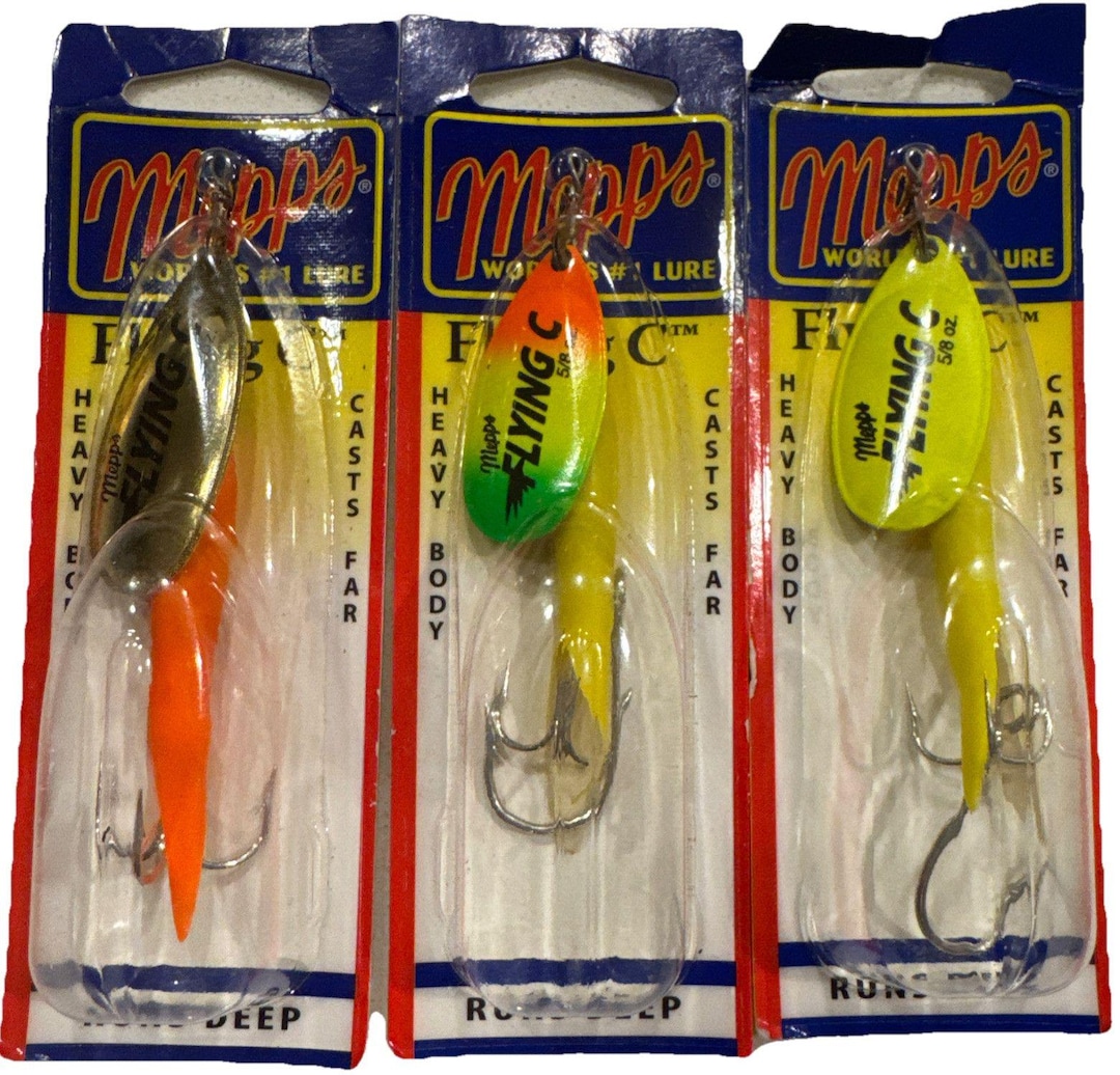 Mepps Flying C 7/8 & 5/8 Oz Spinners Fishing Lures Lot Trout Salmon ...