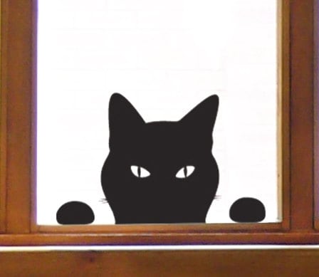 Cat Window Sticker or Peeping Tom Cat Decal Kitty Sticker Gift Home ...
