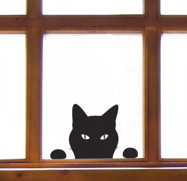 Cat Window Sticker or Peeping Tom Cat Decal Kitty Sticker Gift Home ...